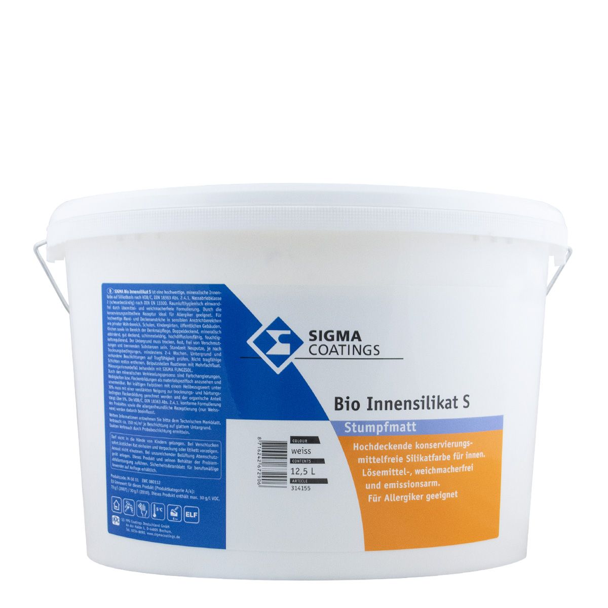 Sigma Bio Innensilikat S weiss 12,5L, mineralische Innenfarbe